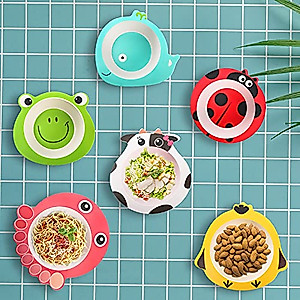 ZEAYEA 6 Pack Bamboo Kids Bowls, 12 Oz Durable Animal Shape Bowls for Kids Children, BPA Free Reusable Snack Bowl, Dinner Tableware for Serving Soup, Cereal, Pasta, Ice Cream