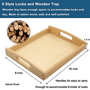 Inslat Montessori Lock and Key Toy Set for Toddlers, Montessori Elementary Materials Educational STEM Toy Matching Games Lock Set with Wooden Tray for 3 4 5 Year Old Kids