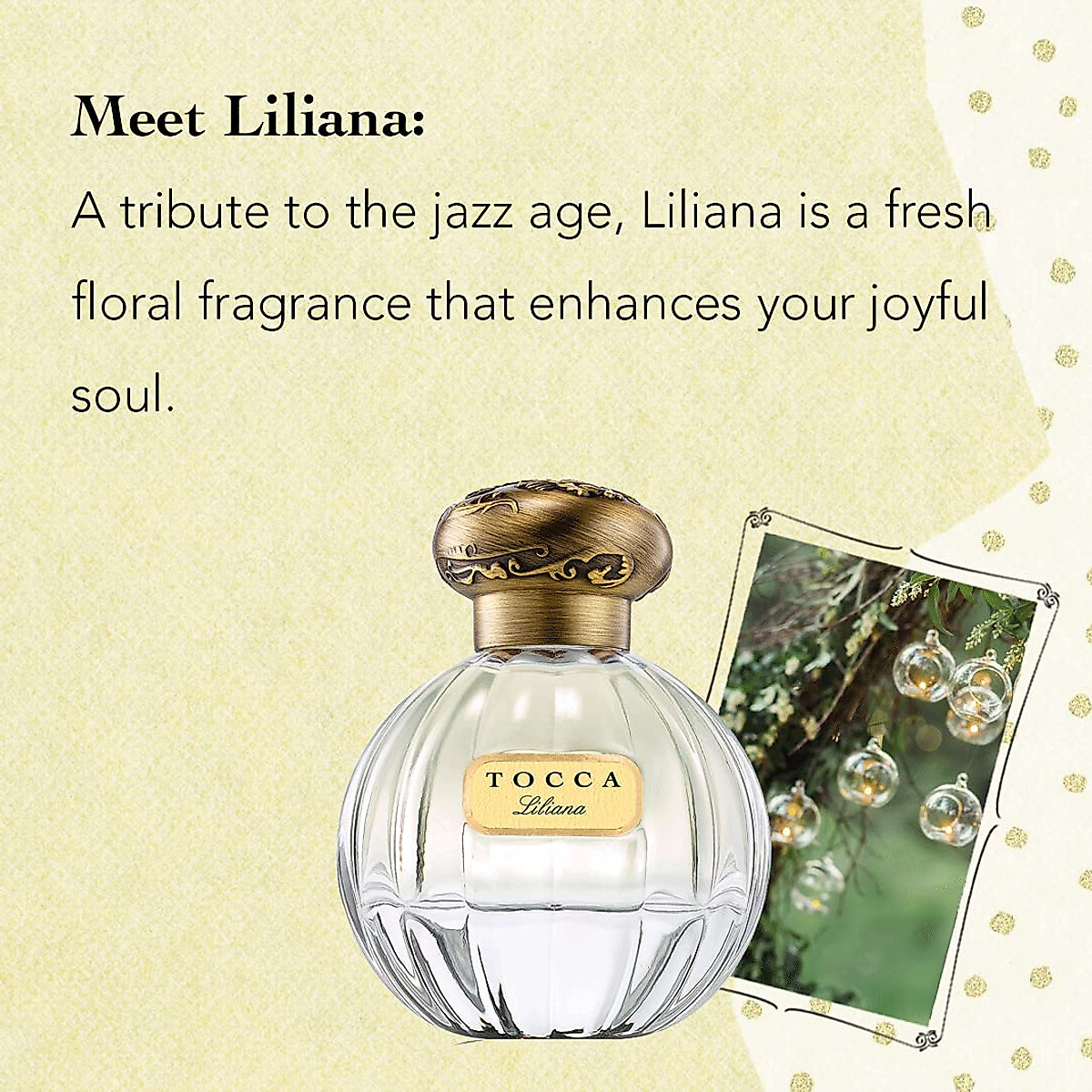 Tocca Eau de Parfum, Liliana: Fresh Floral, Neroli, Watery Peach, Muguet, Hand-Finished Bottle (50 ml)