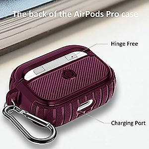 RUOXI for AirPods Pro 2019 Case Silicon Cover with Keychain, Wireless Charging Cover Full Body Protective, Front LED Visible (Burgundy)