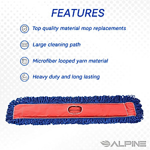 Alpine Industries Heavy Duty Microfiber Mop Head - Cleans Wide Areas - Commercial Super Absorbent Mop Head (36 in, Single Pack)