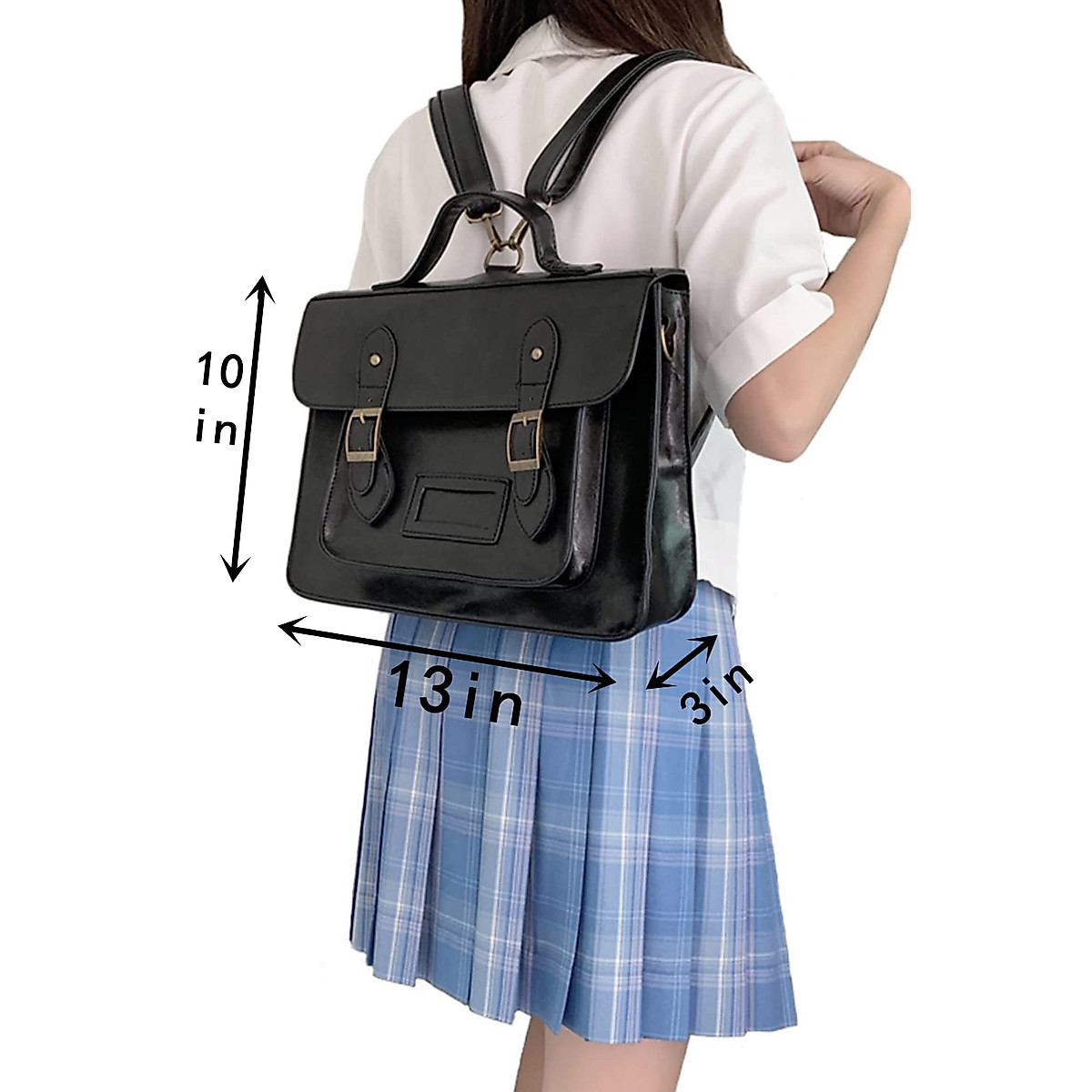 Duwseal Unisex Wednesday Addams Backpack Wednesday school bag Black Leather Adjustable Backpack (Wednesday, onesize)
