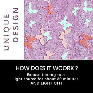 QH Seamless Butterfly Pattern Glow in The Dark Area Rug Area Rug for Living Room Bedroom Playing Room 72 x 60 Inch