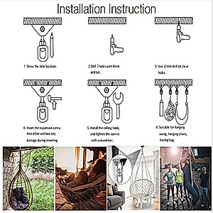 Hammock Hanging Kit, 1100 lb Capacity Heavy Duty 360° Rotate Ultra Durable Hooks for Swing, DQYTJT Hanging Chair Hardware for Ceiling, Yoga, Chair, Multiple Indoor Outdoor Gym