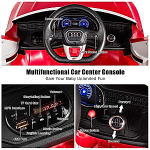 Costzon Ride on Car, Licensed Audi Q8, 12V Battery Powered Electric Vehicle w/2 Motors, Remote Control, LED Lights, MP3, Horn, Music, Spring Suspension, Kids Ride on Toys for Boys & Girls (Red)