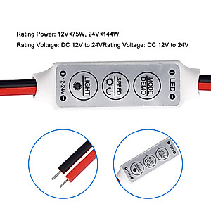 MEIRIYFA Mini LED Dimmer Controller 12V -24V LED Strip Dimmer Single Color Controller Brightness Dimmer 3 Keys for 3528 5050 Light (5PCS) (Single Color)