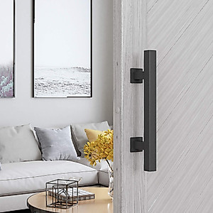 Genius Iron 12" Heavy Duty Sliding Barn Door Flush and Pull Handle, Black Rustic Design Handle for Gate, Garages