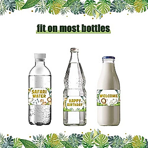45 Safari Birthday Water Bottle Labels, Wild One Baby Decorations, Jungle Animal Themed Two Three Birthday Waterproof Drinking Bottle Cup Sticker Wraps(8.85 * 2'')