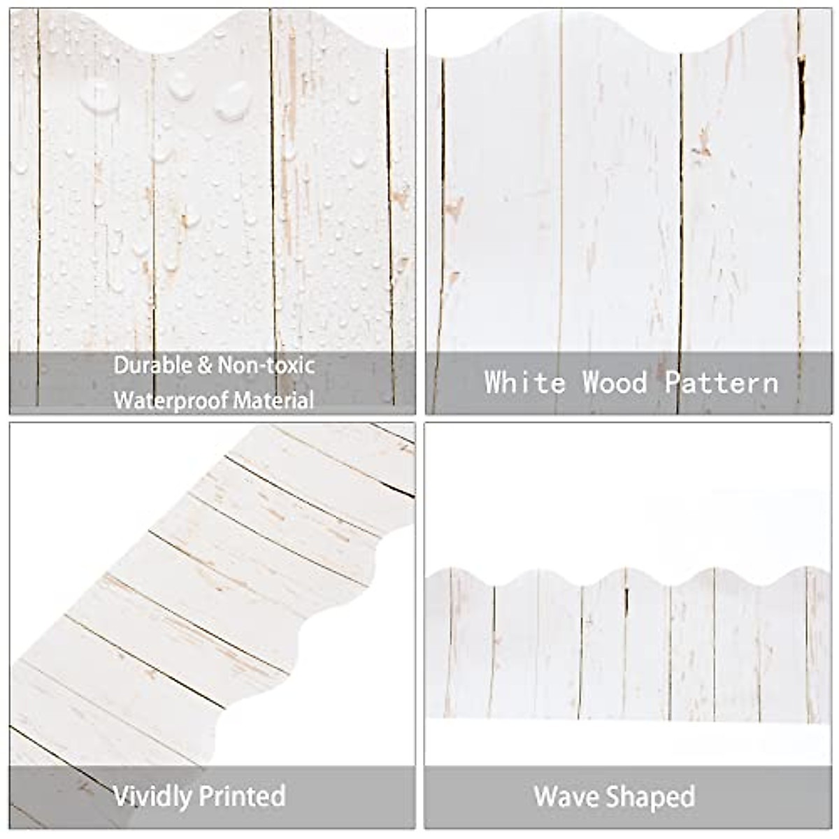 99 Feet White Wood Bulletin Board Border 3 Roll Rustic Wood Scalloped Borders Trim Decorative Classroom Bulletin Board Rolled Trim Back to School Decoration for Fall Classroom School Office Decoration