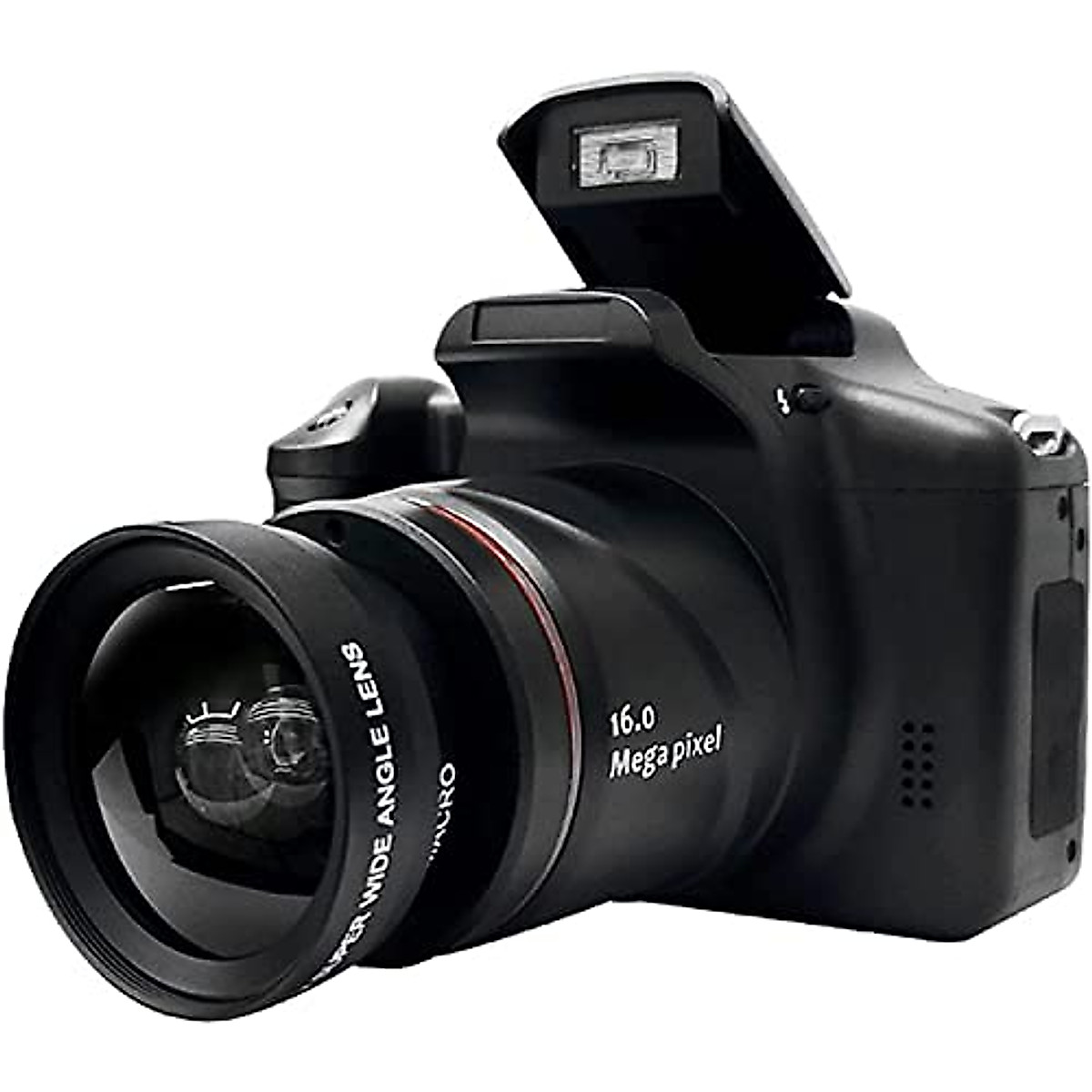 Digital Camera, 16MP SLR Camera Long Focus HD Digital Camera, 2.4 Inch LCD Screen 16X Digital Zoom Anti-Shake Video Camera, Anti-Shake Camera, Small Camera with Wide-Angle Lens for Beginners #B