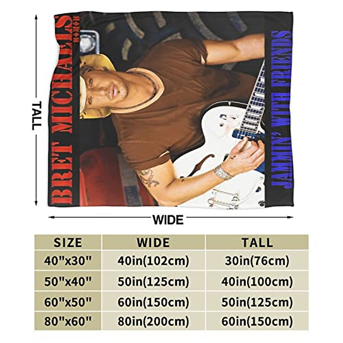 Bret Michaels Jammin' with Friends Blanket Ultra-Soft Micro Fleece Blanket for Couch Bed Car Warm Throw Blanket Suitable for All Season