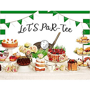 Ticuenicoa Let's Partee Golf Theme Backdrop for Birthday Parties Grass Background for Photography Happy Birthday Party Sports Themed Backdrops Cake Table Banners Kids Bday Photo Booth Props 5x3ft