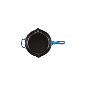 Le Creuset Enameled Cast Iron Signature Iron Handle Skillet, 10.25" (1-3/4 qt.), Marseille & Silicone French Trivet, 8", Marseille