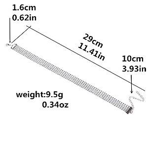 Faruodis Rhinestone Choker Necklace Wide Crystal Choker Necklace 5Row-8Row Diamond Collar Jewelry Silver Plated for Women (5 Row)