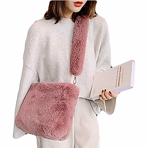 JARPSIRY Plush Underarm Bag Ladies Faux Fur Fluffy Crossbody Shoulder Bag Women Soft Furry Tote Handbag for Autumn and Winter