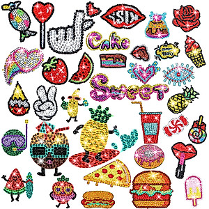 Zonon 36 Pieces Diamond Stickers, Gem Diamond Art Stickers Kits for Kids Create Your Own Painting Craft Cute DIY Diamond Craft Kit for Girls Boys
