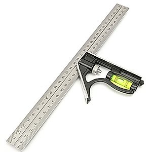 CREATIVE HOBBIES Universal Combination Angle Ruler Try Square Measuring Tool 300mm Adjustable Stainless Steel Multifunctional Combination Angle Protractor Right Angle Ruler Small Base 30cm