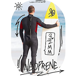 Dark Lightning Full Body Wetsuit Men and Women, 3/2mm Wet Suit Womens Mens Diving Surfing Snorkeling Kayaking Water Sports (Men - Black-3/2mm, Medium)