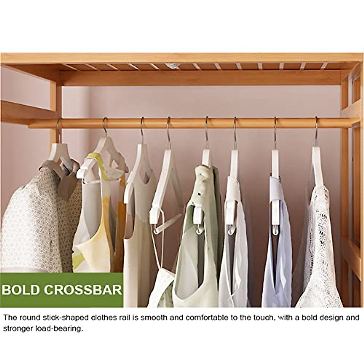 YXDFG Bamboo Garment Rack,Heavy Duty Coat Display Organizer, 3-Tier Storage Shelves & Solid Top Rod Hanging Rack, Shoes Clothing Stand, for Laundry Room Entryway Bedroom,60×29×163cm