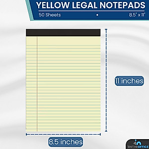 1InTheOffice Yellow Notepads 8.5 x 11, Wide Ruled Writing Pads, Yellow 50 Sheets per Notepads, 12/Pack