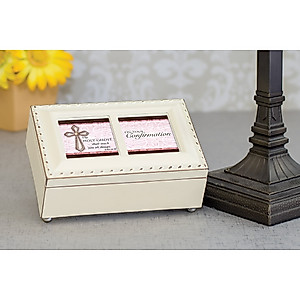 Cottage Garden Confirmation Holy Ghost Shall Teach Matte Ivory Rope Trim Petite Music Box Plays Ave Maria