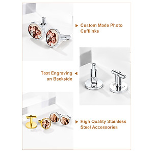Custom4U Picture Cufflinks for Men Custom Cuff links with Photo Father of the Bride Cufflinks Memorial Gift for Groom Wedding