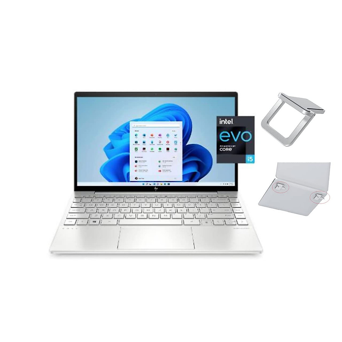 HP Envy 13.3" FHD IPS Premium Laptop | 11th Generation Intel Core i5-1135G7（ Beat i7-10510U） | Backlit Keyboard | Fingerprint | Windows 10 | with Laptop Stand Bundle (Silver, 8GB RAM | 512GB SSD)
