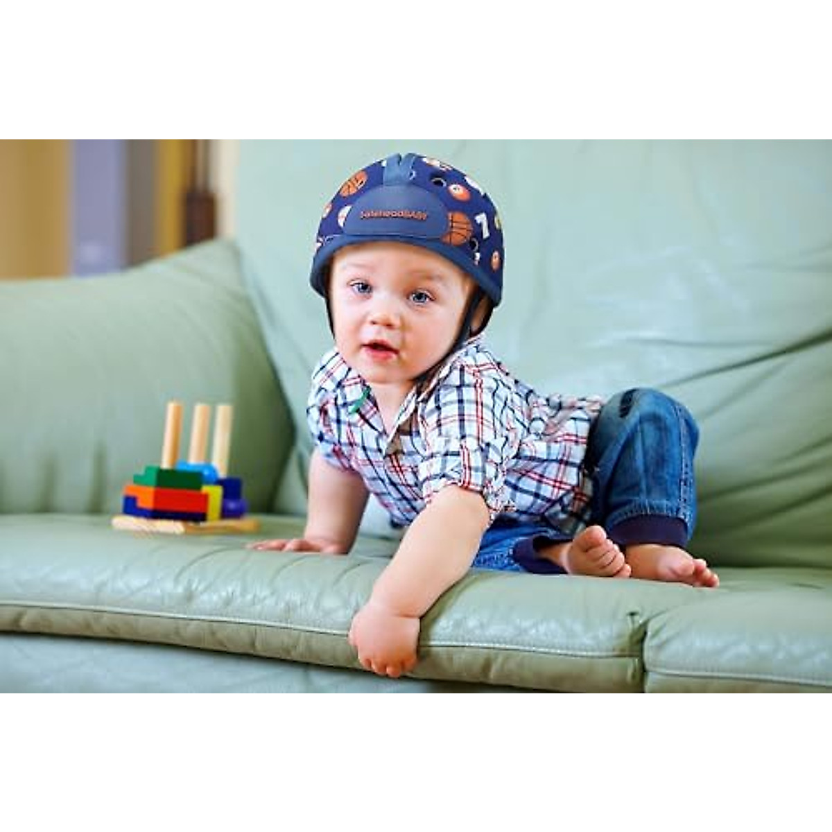 SafeheadBABY Award-Winning Infant Safety Helmet Baby Helmet for Crawling Walking Ultra-Lightweight Baby Head Protector Expandable and Breathable Toddler Head Protection Helmets - Sporty Blue