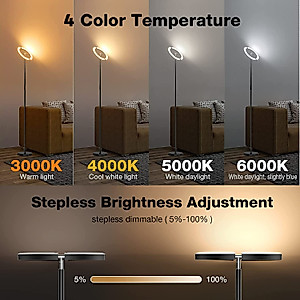 SIBRILLE 20W Modern Floor Lamps for Living Room + 36W LED Tree Floor Lamp with Remote Control