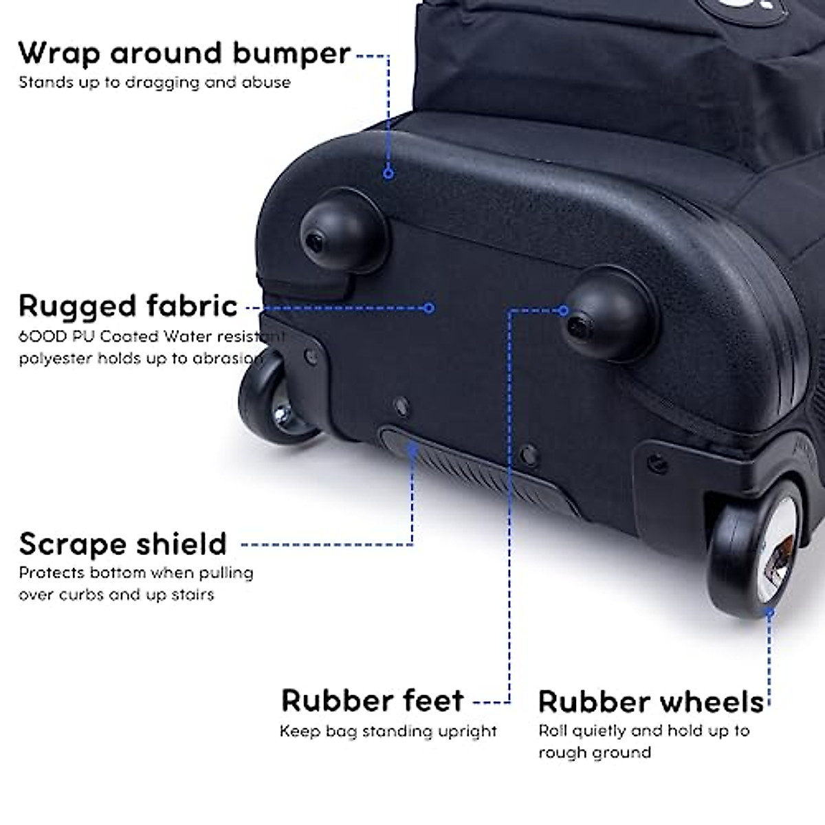 J World New York Sundance Rolling Backpack Girl Boy Roller Bookbag, Black, 20 Inch