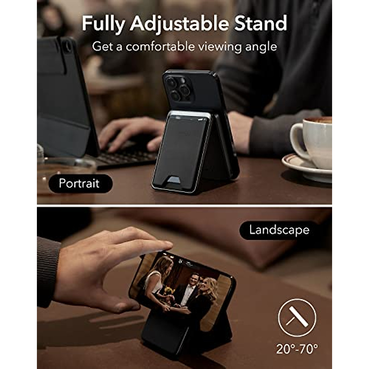 ESR 5,000mAh Wireless Power Bank Wallet with USB-C Cable (HaloLock), Compatible with MagSafe Battery Pack, Wireless Portable Charger, Magnetic Wallet for iPhone 15/14/13/12 (Except 13/12 Mini), Black