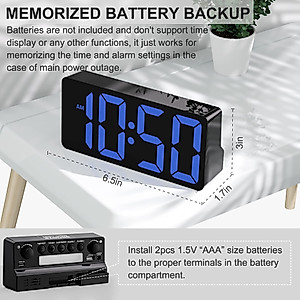 Loud Alarm Clock for Bedrooms - Small Digital Desk Clock with Large Display, TypeC&USB Charger, Dual Alarms, Dimmers, Snooze, Battery Backup, Night Light Compact Clock for Heavy Sleeper, Adults, Kids