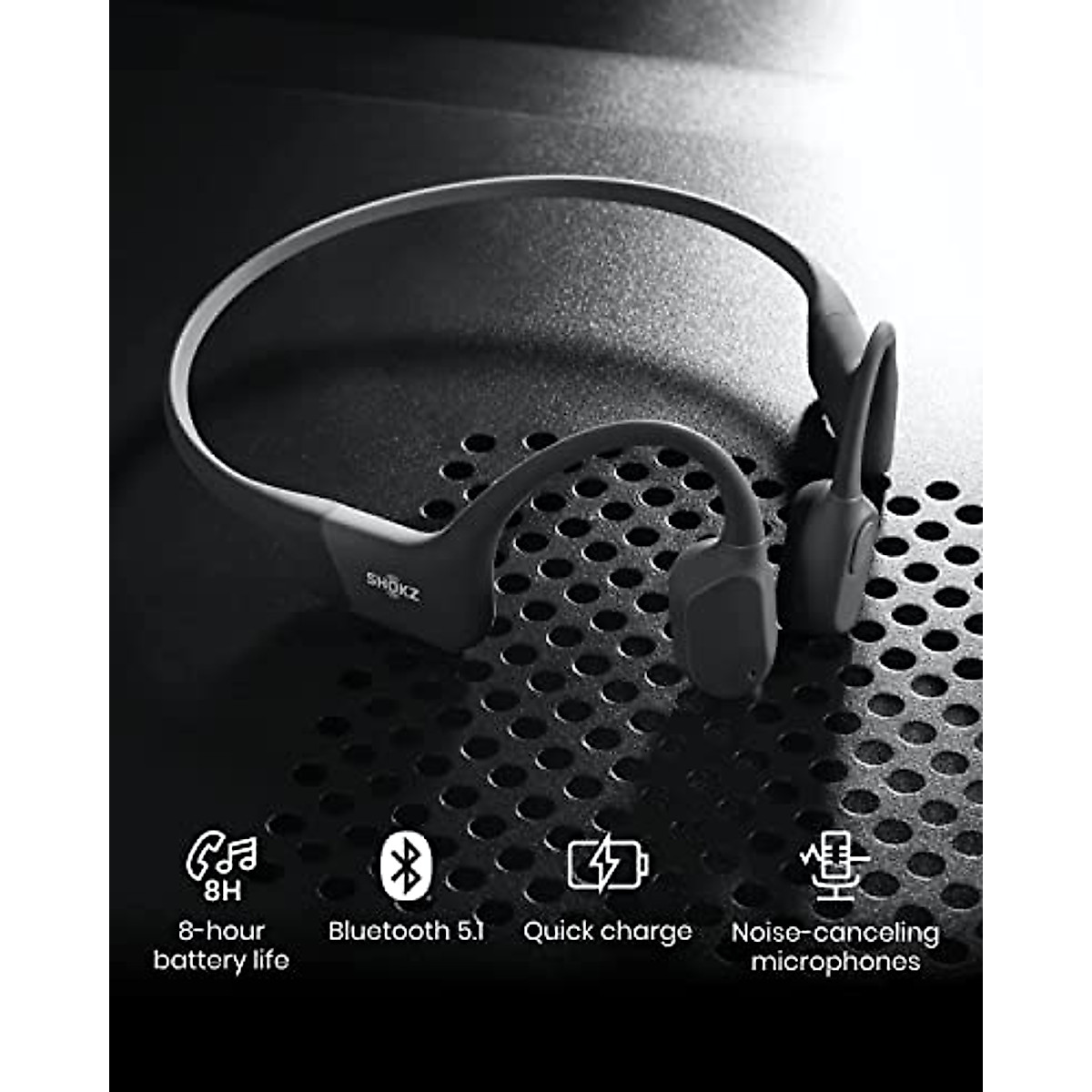 SHOKZ OpenRun Bluetooth Bone Conduction Running Headphones - AW22 - One - Black