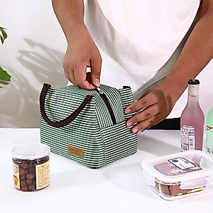 Lunch Tote Bag 4PCS Reusable Lunch Bag Portable Insulated Cooler Bag Thermal Lunch Organizer Bag for Work Picnic (Green+Red+Brown+Blue) Group02