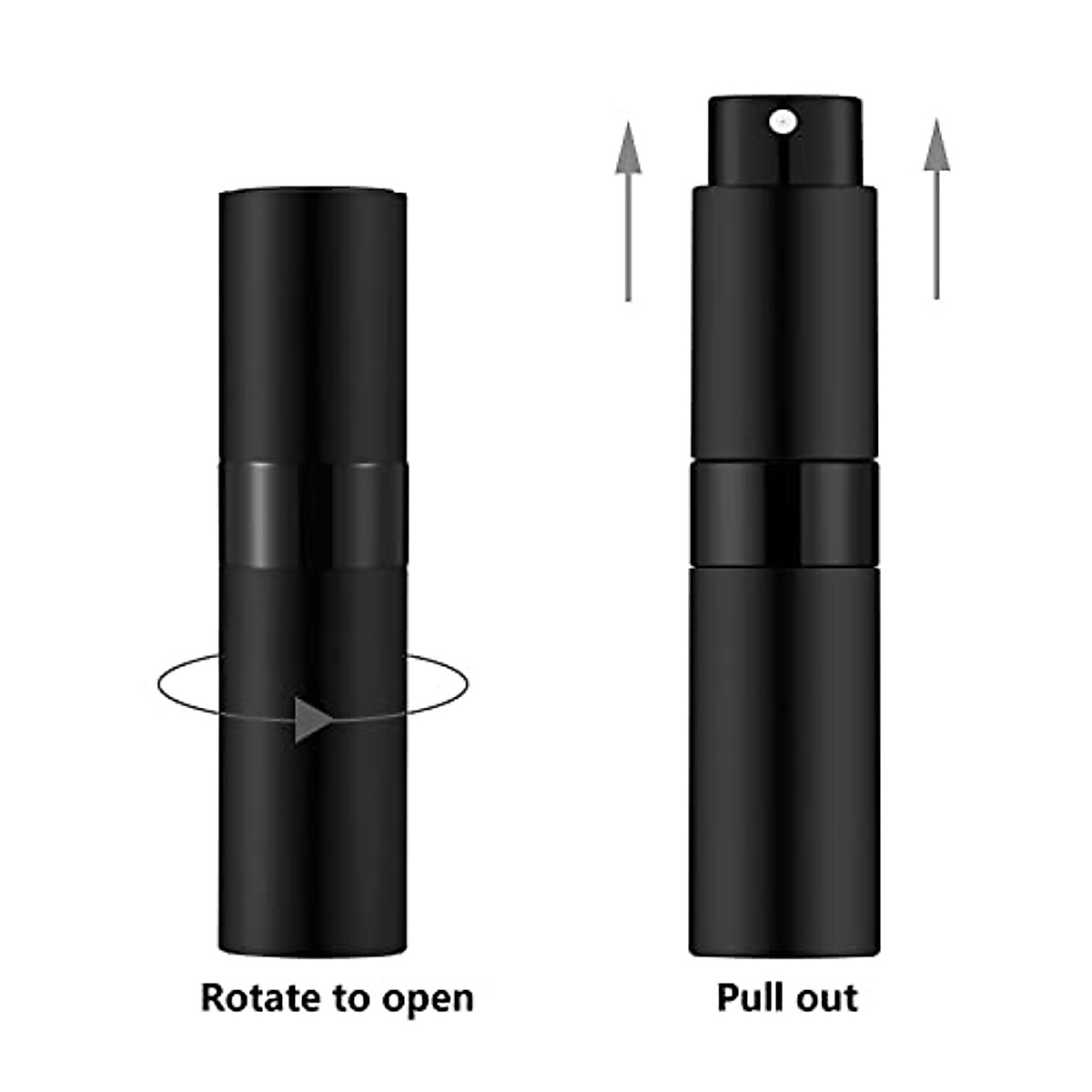 Lil Ray 8ml Portable Mini Perfume Atomizer, Refillable Empty Small Spray Bottle for Travel, Twist Tpye Pocket Cologne Sprayer (Matte Black)