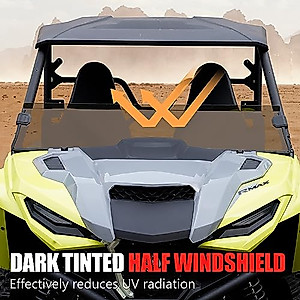 A & UTV PRO Front Dark Tinted Half Windshield for Yamaha Wolverine RMAX2 1000/ RMAX4 1000 2021 2022 2023 Accessories, Hard Coated Vented Window Windscreen, 250x Stronger Than Glass, 1PC