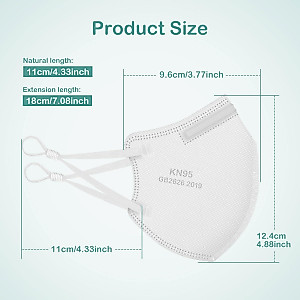 X-AOKOS KN95 Protective Face Mask 20 Pack, Disposable Respirator Masks with Adjustable Ear Straps and Sponge Pad, White
