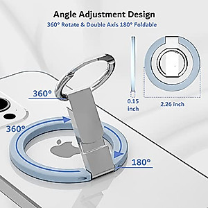 PZOZ Magnetic Phone Ring Grip Finger Holder for MagSafe, 360° Adjustable Kickstand for iPhone 14, 13, 12, Pro, Mini, Max, Plus, Compatible Mag Safe Case (Blue)