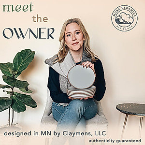 Mora Ceramic Plates Set, 7.8 in - Set of 6 - The Dessert, Salad, Appetizer, Small Dinner etc Plate. Microwave, Oven, and Dishwasher Safe, Scratch Resistant. Kitchen Porcelain Dish - Earl Grey