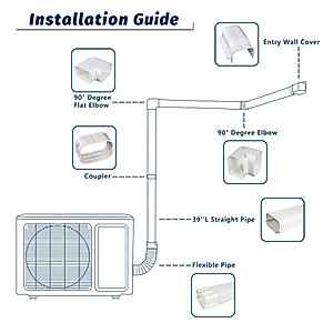 Pearwow 4" W 16.5Ft L Mini Split Line Set Cover Kit, Decorative Tubing Cover for Ductless Mini Split AC,Heat Pumps Systems,Air Conditioner Accesories