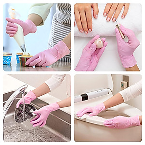 SwiftGrip Pink Disposable Exam Gloves, 3-mil, X-Small, 50-ct Box, Powder-Free, Latex-Free, Medical Grade Gloves for Cleaning & Esthetician