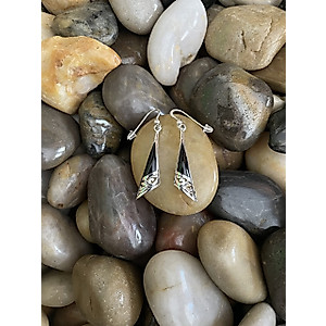 Jewelry Trends Sterling Silver Created Black Onyx Filigree Long Dangle Earrings