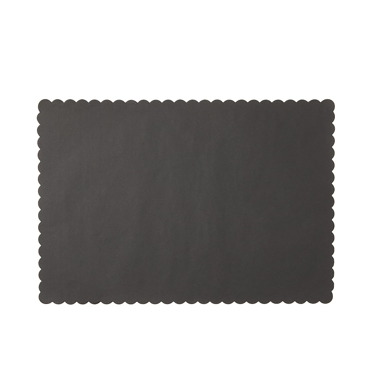 100-Pack Paper Placemats - Black Bulk Disposable Placemats, Colored Tabletop Mats with Wavy Scalloped Edge, Birthday Party Supplies, Graduation, Black Party Decoration, 14 x 10 Inches