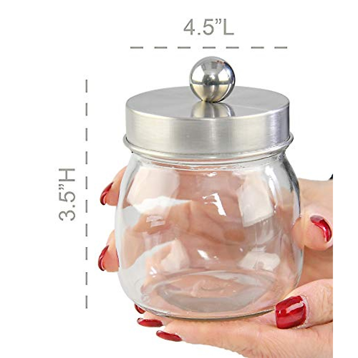 Home-X Mason Jar for Bathroom Organization, Apothecary Jars with Lids (Silver) 8 oz capacity