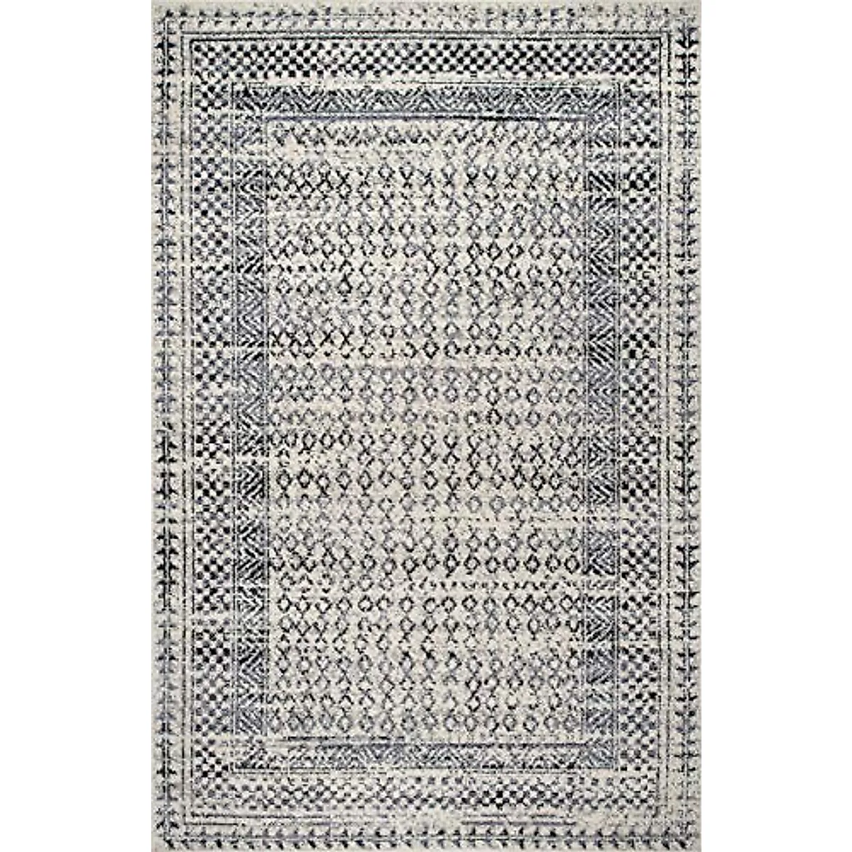 nuLOOM Elodie Distressed Diamonds Area Rug, 4' x 6', Light Grey