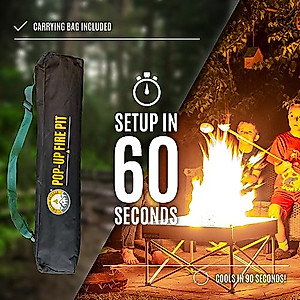 FIRESIDE OUTDOOR Pop-Up Fire Pit | Portable and Lightweight | Fullsize 24 Inch | Weighs 7 lbs. | Never Rust Fire Pit | Heat Shield NOT Included