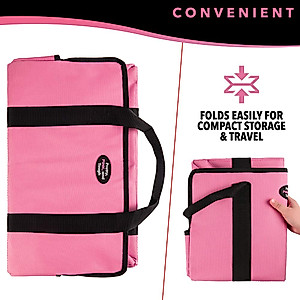 Firewood Tote Bag - Oxford Fabric Log Carrier with Handles & Heavy Duty Straps - Large Durable Wood Holder with Wide Opening - Wood Stove & Fireplace Accessories - 21 x 13 x 12 Inch, Pink