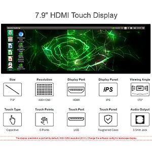 waveshare 7.9inch HDMI LCD 7.9" 400x1280 Capacitive Touch Screen LCD IPS Display Monitor, Toughened Glass Cover Support Raspberry Pi/Jetson Nano/PC/Windows 10/Raspbian/Ubuntu/Kali/WIN10 IoT/Retropie