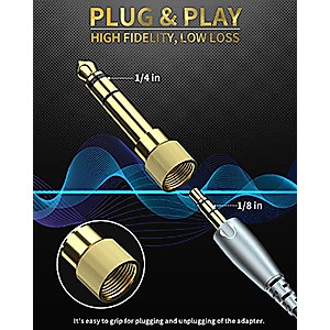 bestune 5Pcs Gold Plated Stereo Phone Screw-On Adapter 6.35mm (1/4 Inch) Male to 3.5mm (1/8 Inch) Female Audio Adapter