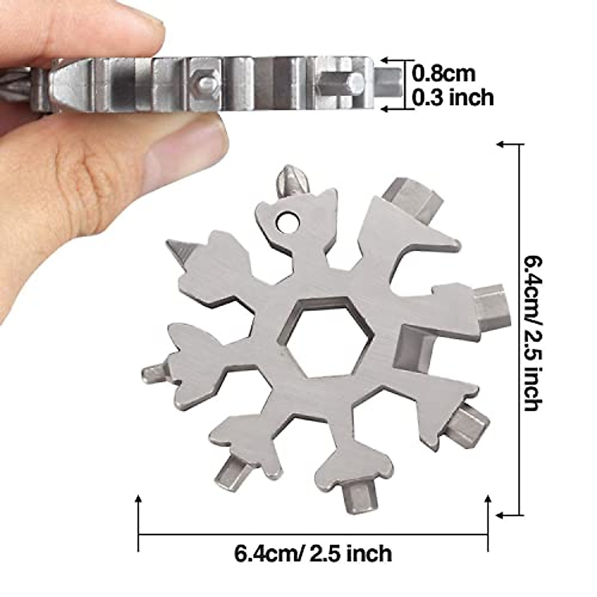 WTWEN 18-in-1 Snowflake Multi-Tool Portable Multitool Screwdriver Bottle Opener Snowflake Wrench with Keyring for Outdoor Camping & Christmas Stocking Stuffers (Black)
